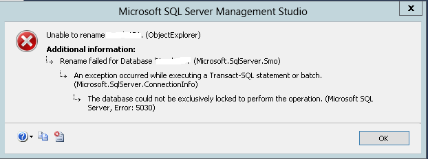 Rename SQL Server Database: The Database Could Not Be Exclusively Locked