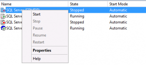 Unable To Start SQL Server Service