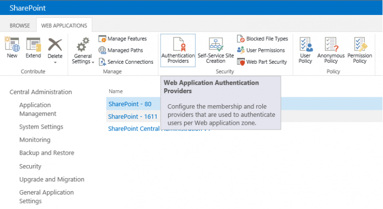 New Web Application Greyed Out SharePoint 2016