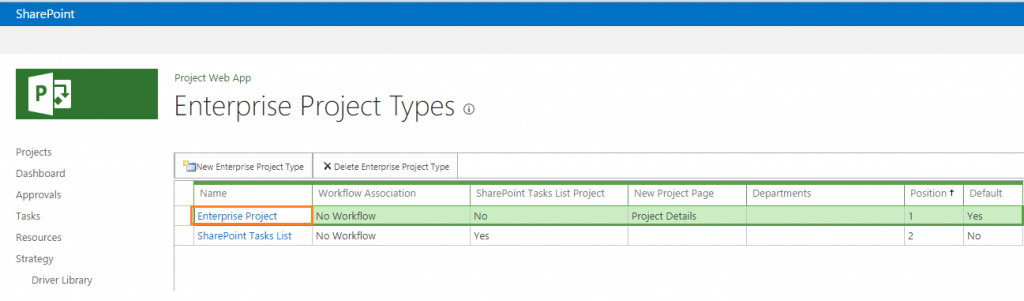 Project Server 2016: We Couldn't Find The Project Detail Page For This Project
