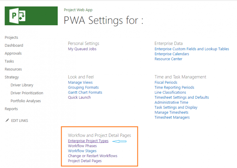 Project Server 2016: We Couldn't Find The Project Detail Page For This Project