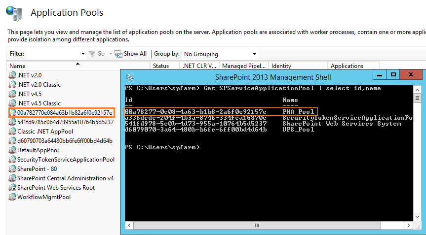 Get The Corresponding SharePoint Services Name Of The Application Pool GUID