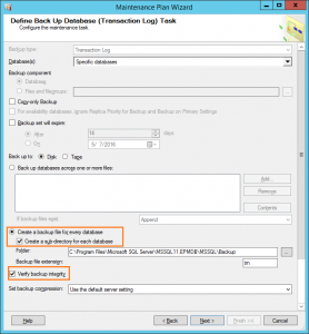 Create Transaction LOG BACKUP Maintenance Plan In SQL Server