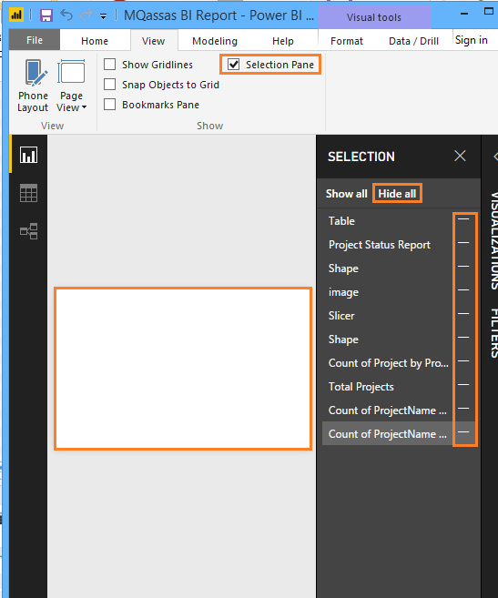 Selection Pane Power BI Feature