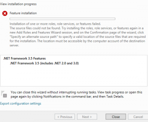 Install .NET Framework 3.5 On Windows Server 2016