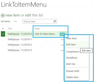 Change Linked To Item With Edit Menu In SharePoint 2016