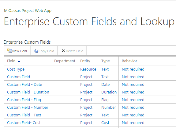 Query Enterprise Custom Fields From Project Server Database