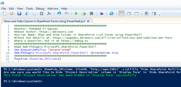 Show And Hide Columns In Sharepoint List Forms Using Powershell