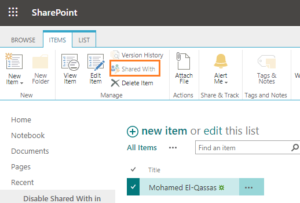 How To Disable Shared With Button In SharePoint 2019 And SharePoint Online?
