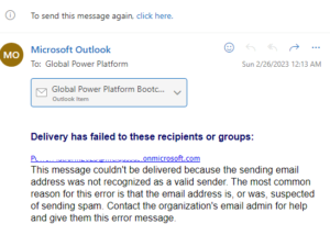 This Message Couldn't Be Delivered Because The Sending Email Address Was Not Recognized As A ...