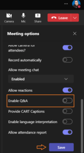 Enable Q&A In Microsoft Teams