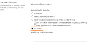 SharePoint 2019: Lock Access To Site Collection