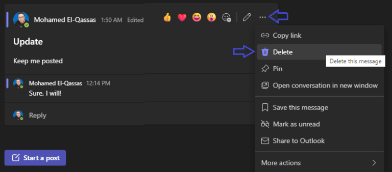 Can't Delete Send Message In Microsoft Teams